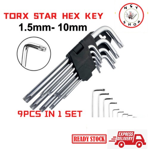 Star Hex Key/Torx Hex Key Set/Allen Key Star/Hex Key Set 9pcs | Shopee ...