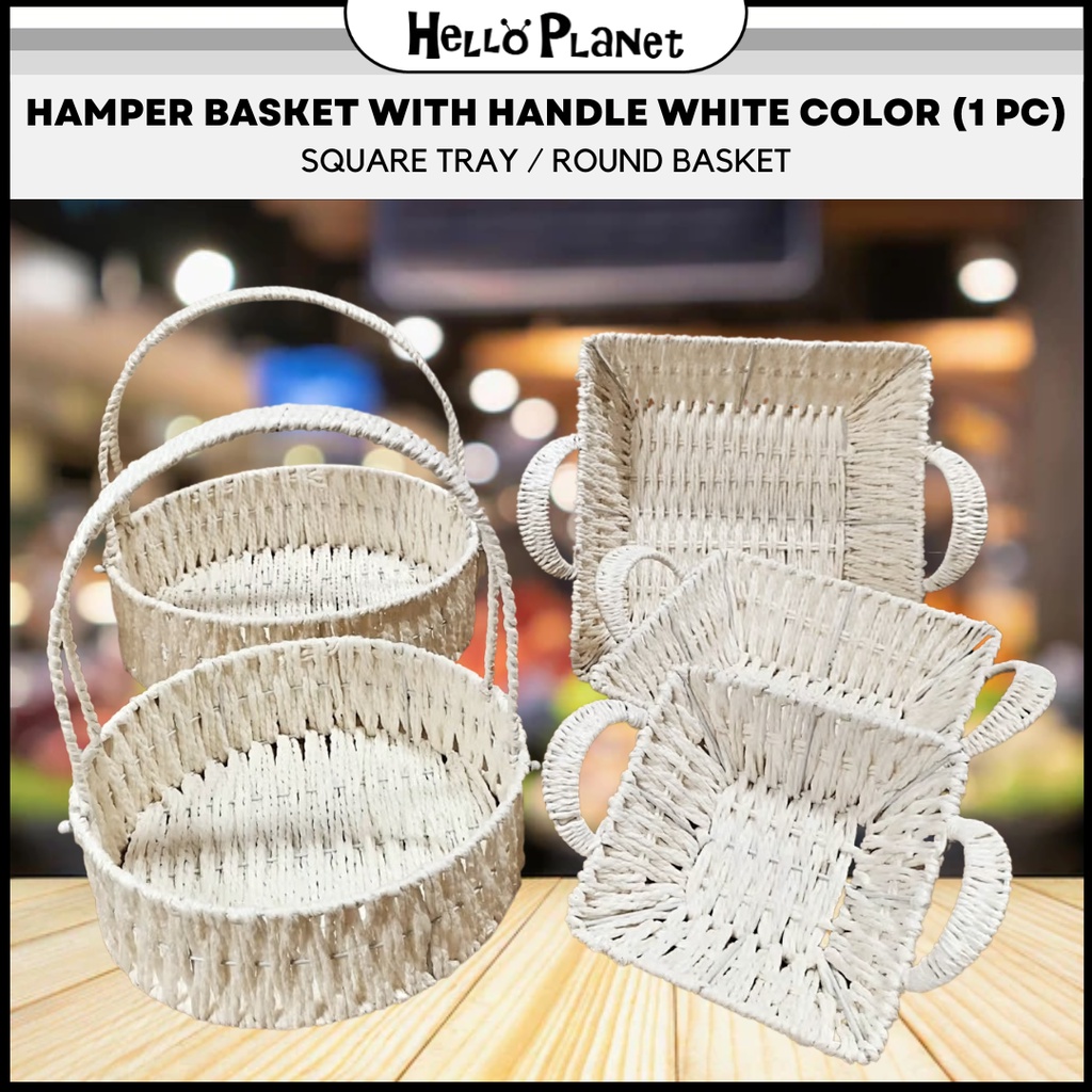 Woven Kraft Paper Rope Hamper Basket with Handle | 编织纸绳手提礼篮 托盘 | Bakul ...