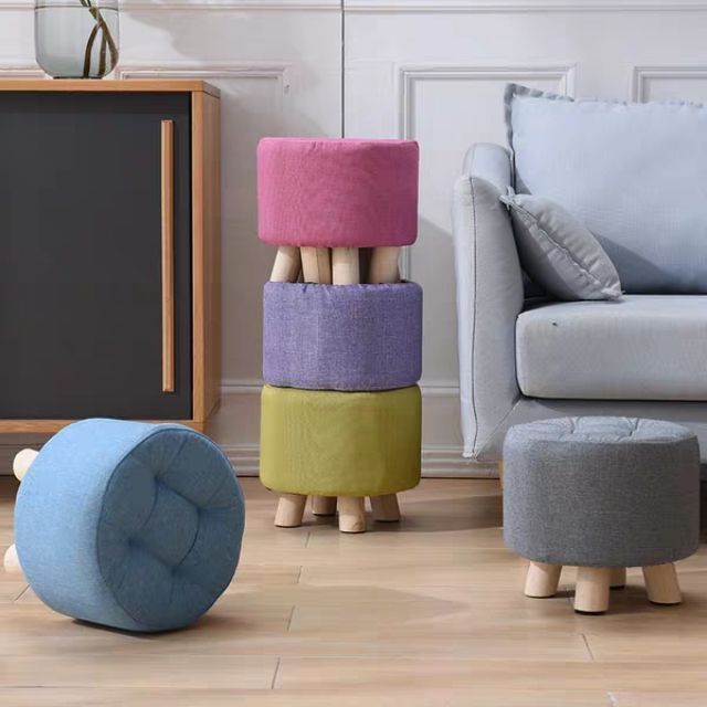 Ready Stock 🇲🇾Small stools home creative fabric round stool living room ...