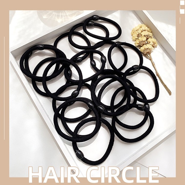 (READY STOCK) 10 Pcs - Black Elastic Hair Ties Hair Rope Ponytail ...