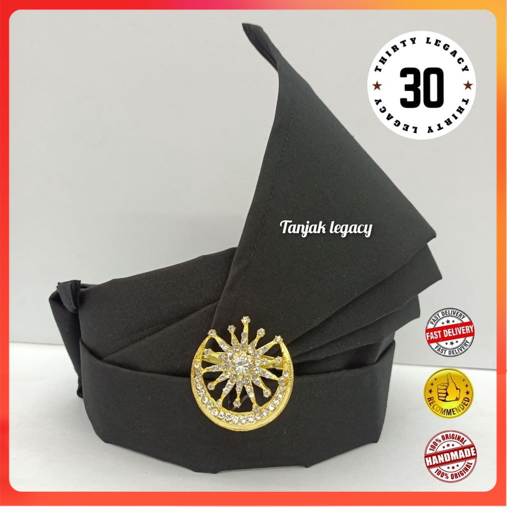 TANJAK / TENGKOLOK / DESTAR WARISAN MELAYU COTTON HITAM LACE SONGKET ...