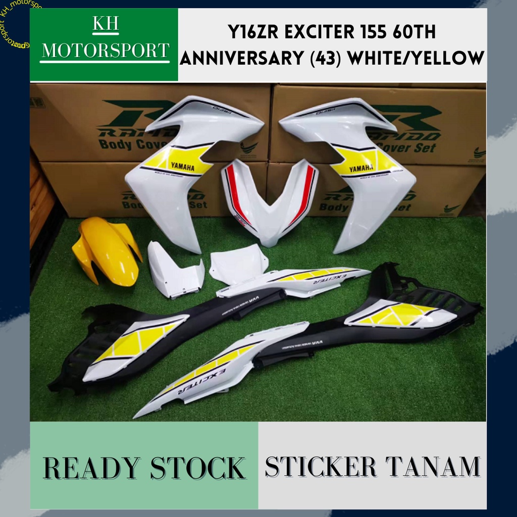 Y16ZR EXCITER 155 60th ANNIVERSARY (43) WHITE/YELLOW RAPIDO COVERSET ...