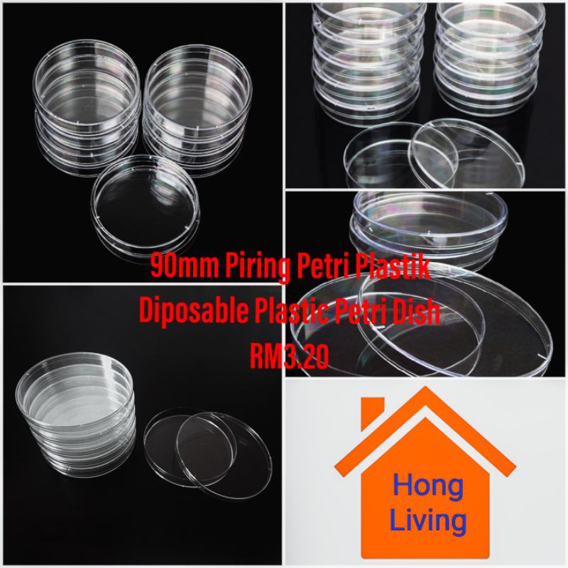 ⚡Ready Stock⚡Piring Petri Plastik 90mm Disposable Plastic Petri Dish ...