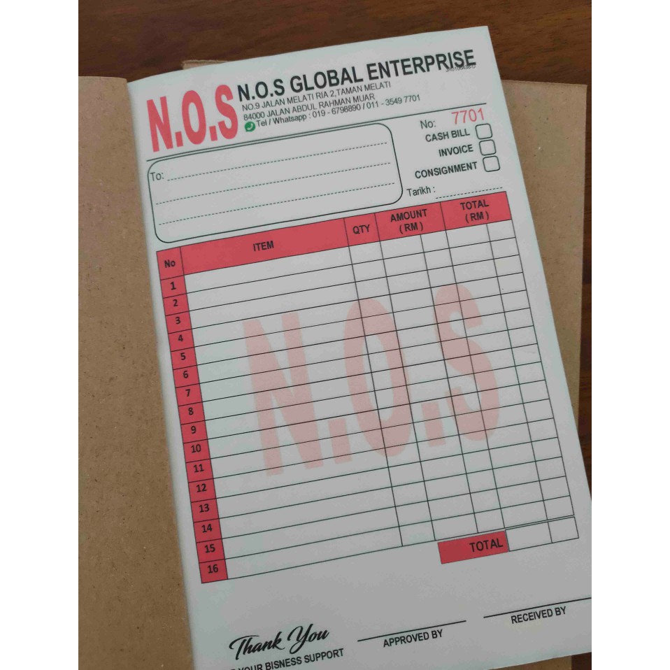 BUKU RESIT BIL BOLEH LETAK NAMA SYARIKAT DAH ADA CARBON | Shopee Malaysia