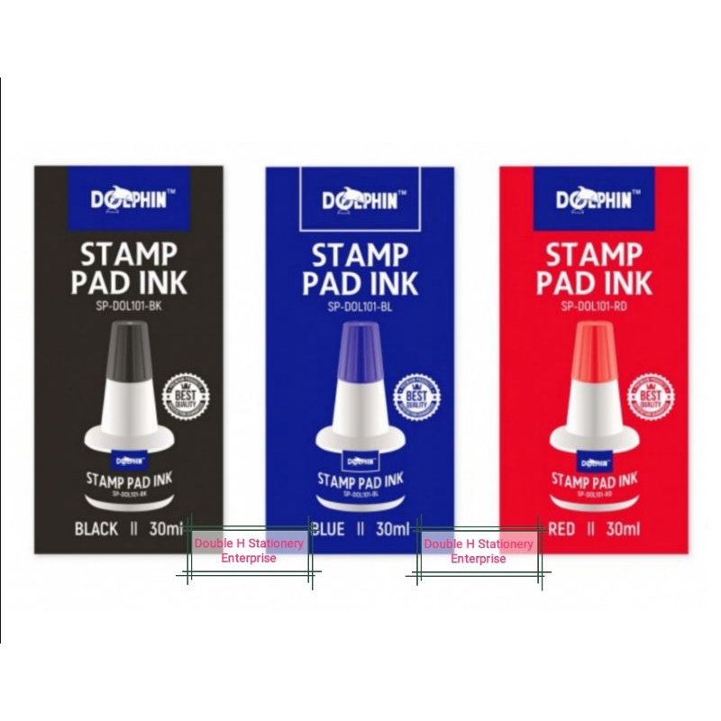 DOLPHIN Stamp Pad Ink 30cc / 30ml (Red / Blue / Blsck) | Shopee Malaysia