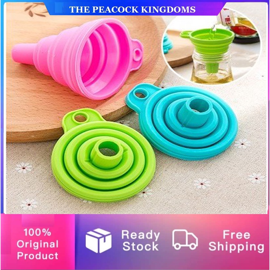 Silicone Foldable Funnel Mini Telescopic Hopper Kitchen Oil Leak Liquid ...