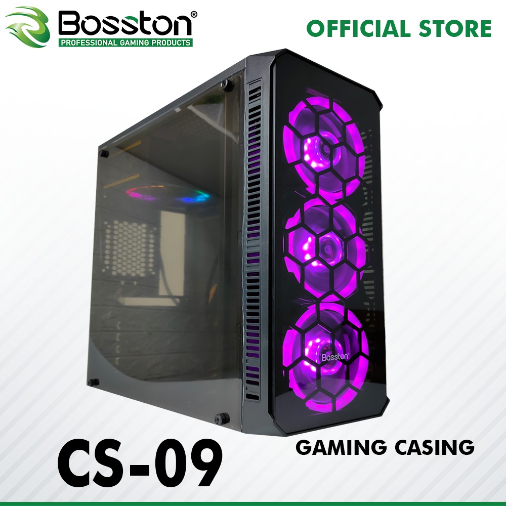 BOSSTON CS-09 ATX GAMING CASE | TEMPERED GLASS FRONT PANEL | ACRYLIC ...