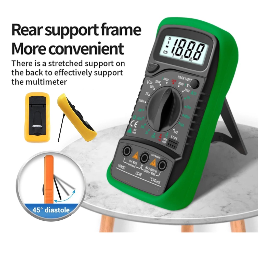 XL-830L Digital Multimeter with LCD Backlight AC/DC Voltmeter Ammeter ...