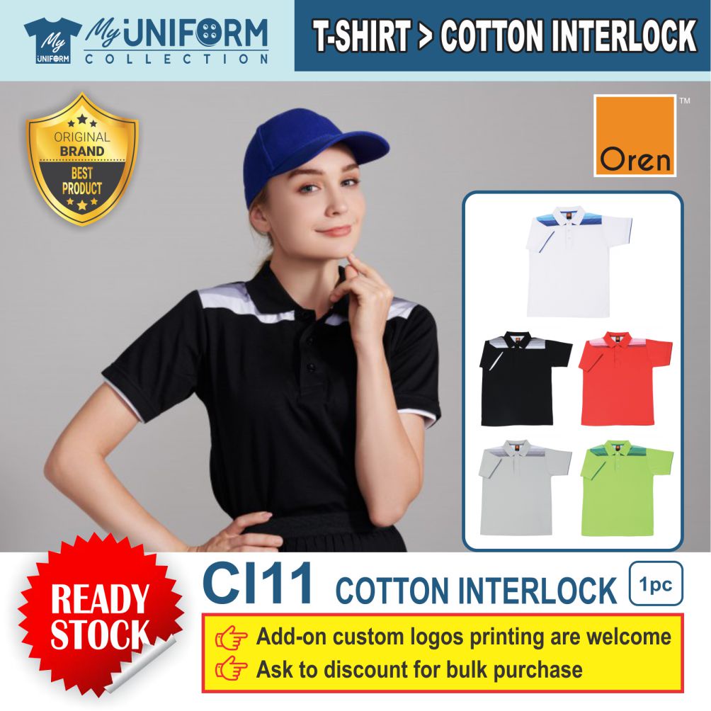 [Original Brand] Oren Sport CI11 Unisex Cotton Interlock Short Sleeve Collar Polo Shirt ...