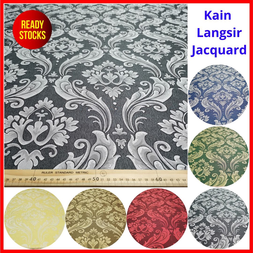 Kain Meter Langsir Jacquard Tebal Murah Bidang 55" Sesuai DIY Curtain ...