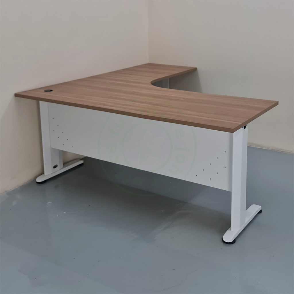 Metal Leg L-Shape Table / L Shape Office Table / Meja Tulis Dengan Kaki ...