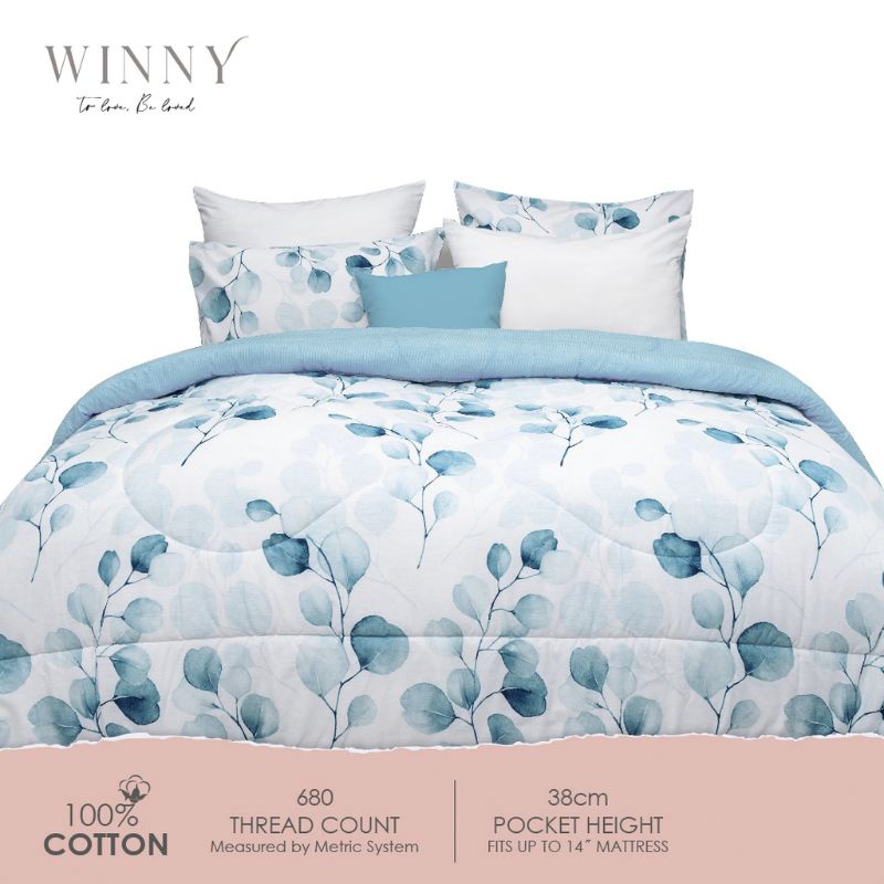 Winny Floreal Fitted Sheet Set 100% Cotton - 680 TC /38cm Height (SUPER ...
