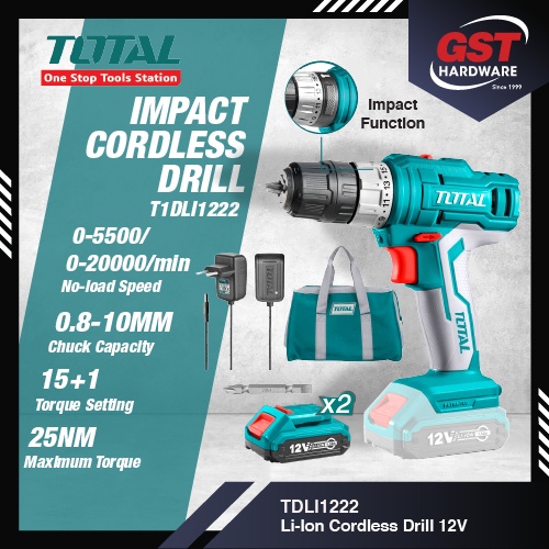 Total Hand Drill Cordless Drill 12V TDLI1222 Total Cordless Impact ...