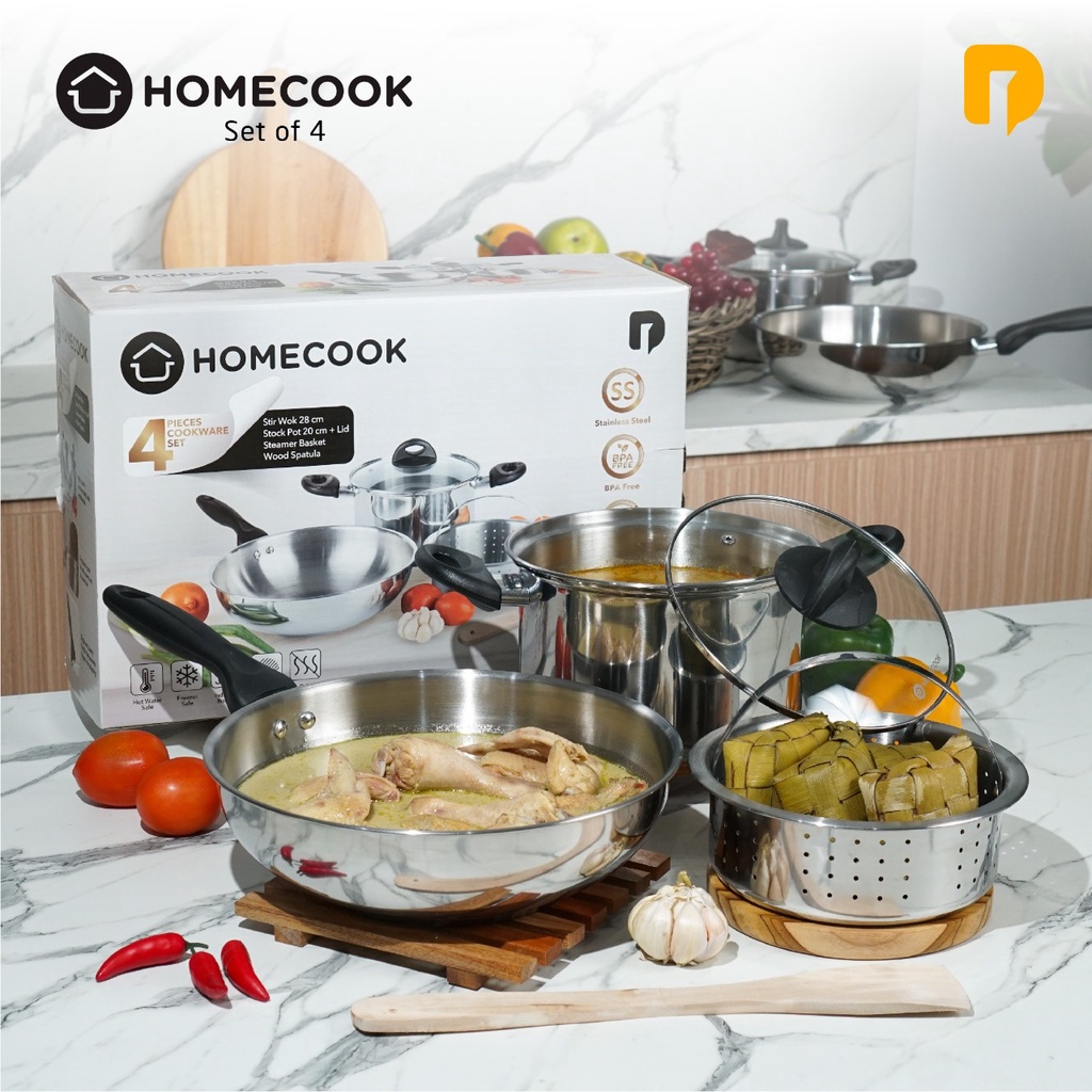 Homecook Set Of 4 Multipurpose Pans with Foodgrade | Shopee Malaysia