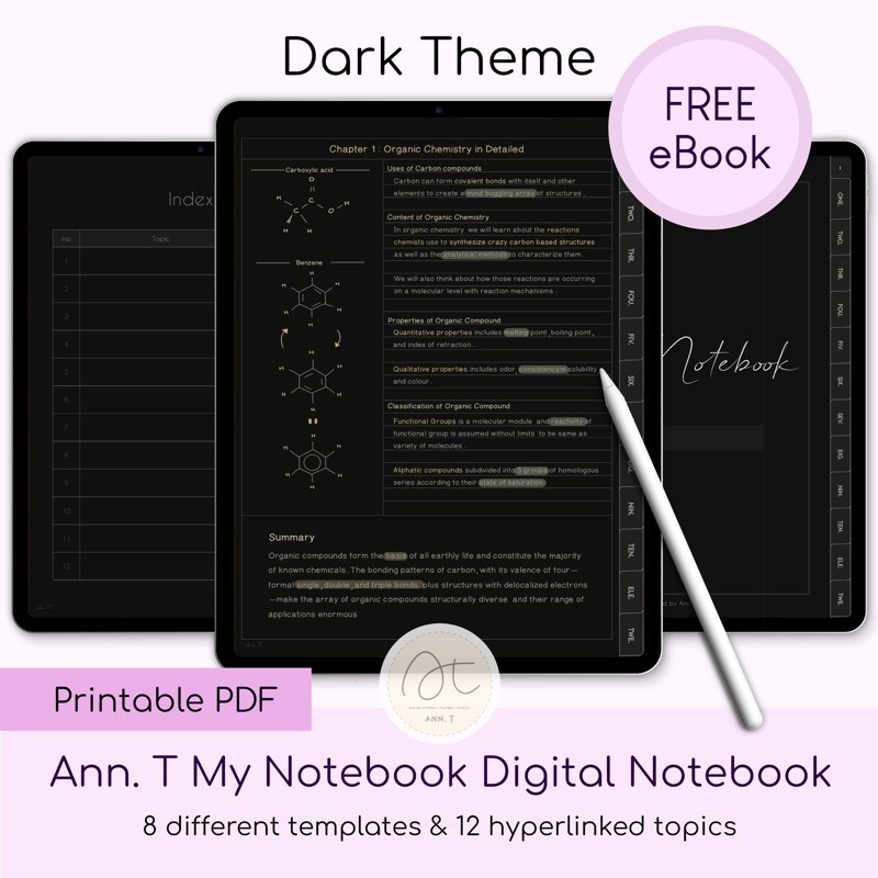 GoodNotes / Notability Digital Notebook Planner Template Dark Mode ...