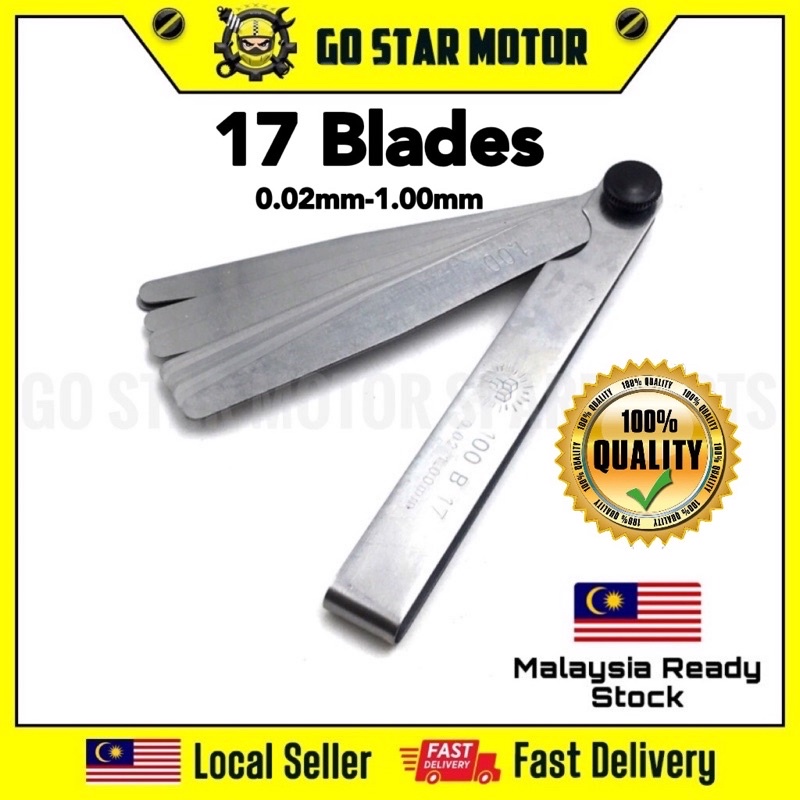 0.02MM TO 1.00MM 17 BLADES FEELER GAUGE THICKNESS MEASUREMENT TOOLS ...
