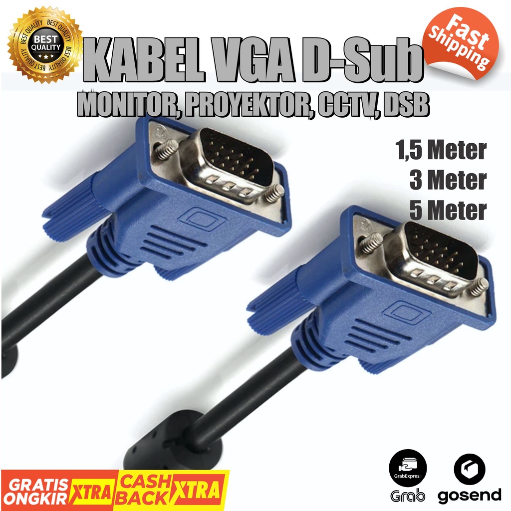 LAYAR Monitor Cable VGA D-sub Dsub Cable For monitor Screen And display | Shopee Malaysia