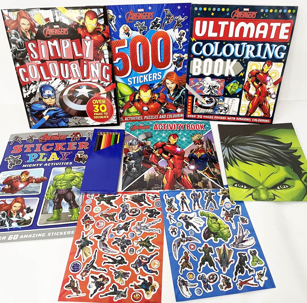 Marvel Avengers Colouring & Activity Book Gift Set Box For Kids with 5 ...