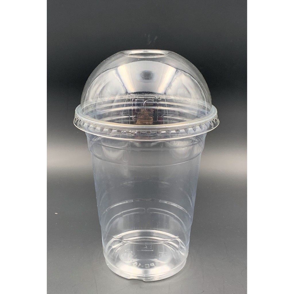 16oz PET Cup & Lid [ 100sets± ] EC PC-16 500ml Disposable Plastic Clear ...