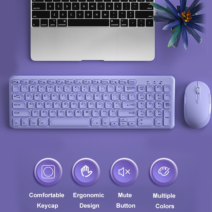 BOW Wireless Keyboard and Mouse Set plug and play Office Ultra-Thin ...