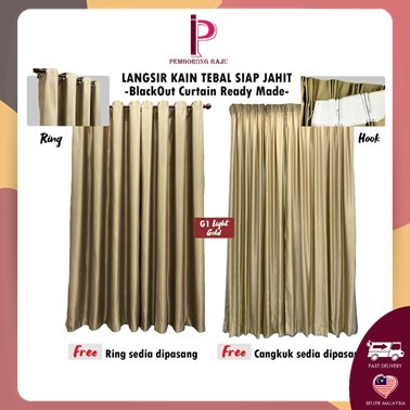 Blackout Ready Made Curtain !!! Langsir Kain Tebal Siap Jahit { Free ...