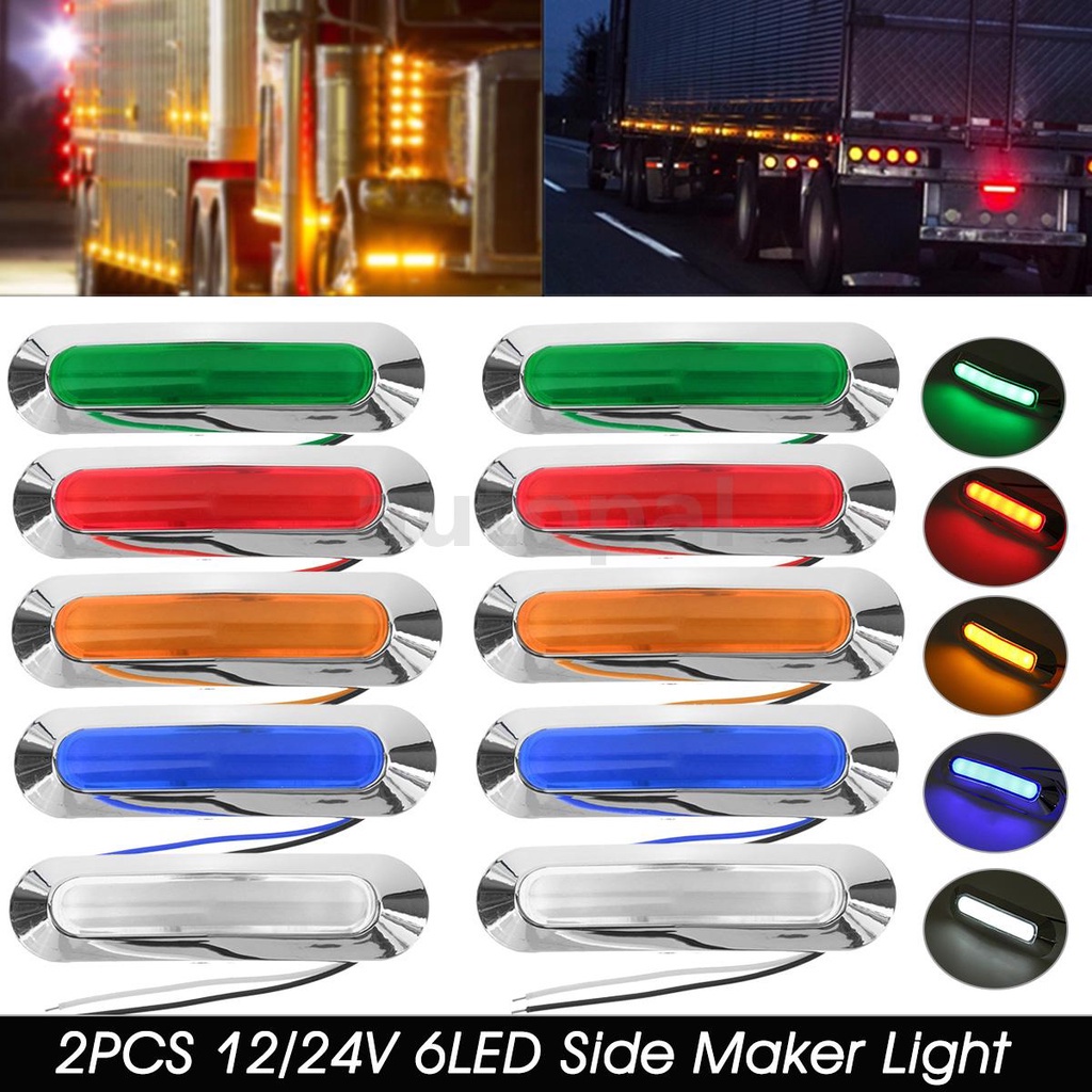 2pcs 12/24V 6 LED Side Marker Light Position Lamp For Car Truck Trailer ...