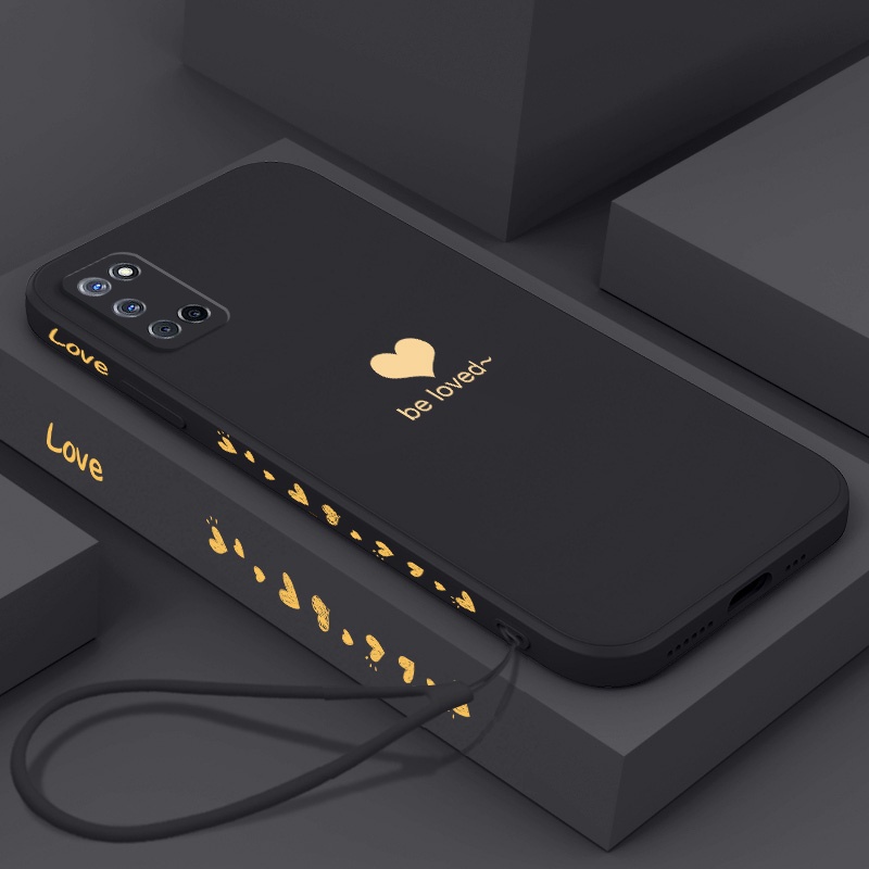 Lovely Heart Silicone Square Case OPPO A52 A92 Soft Phone Casing Cover ...