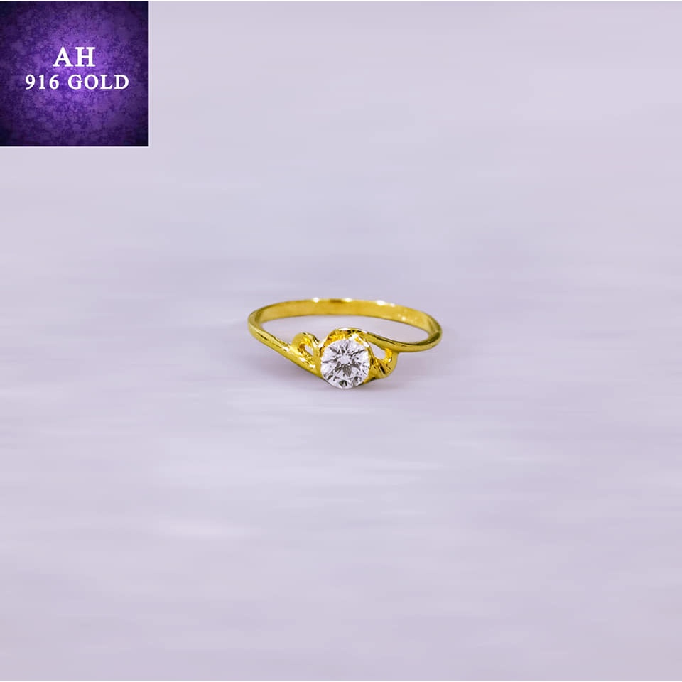 Cincin Tunang Emas 916 Permata 1 Size 12/Merisik/Kahwini/Nikah ...