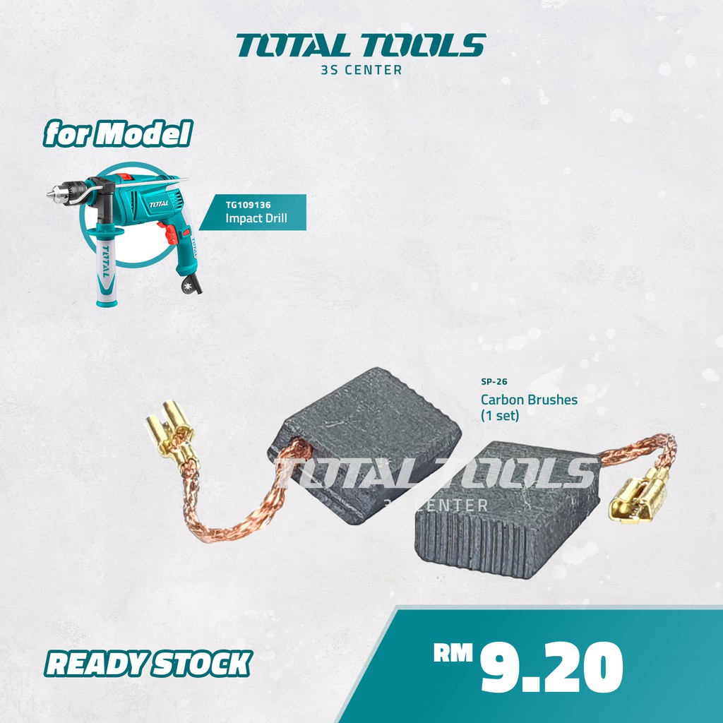 TOTAL Carbon Brush for TG109136 Impact Drill - SP-26 | Shopee Malaysia