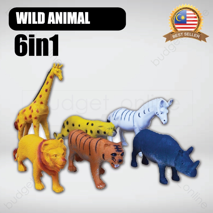 6in1 Wild Animal Toys Cute Simulation Figure Set Educational Playset ...
