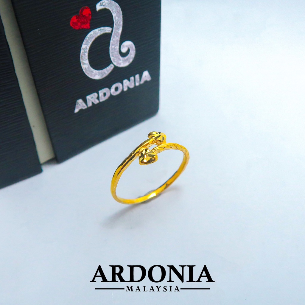 ARDONIA Cincin Twisted Double Heart 375 (9K Gold / 375 Gold) | Shopee ...