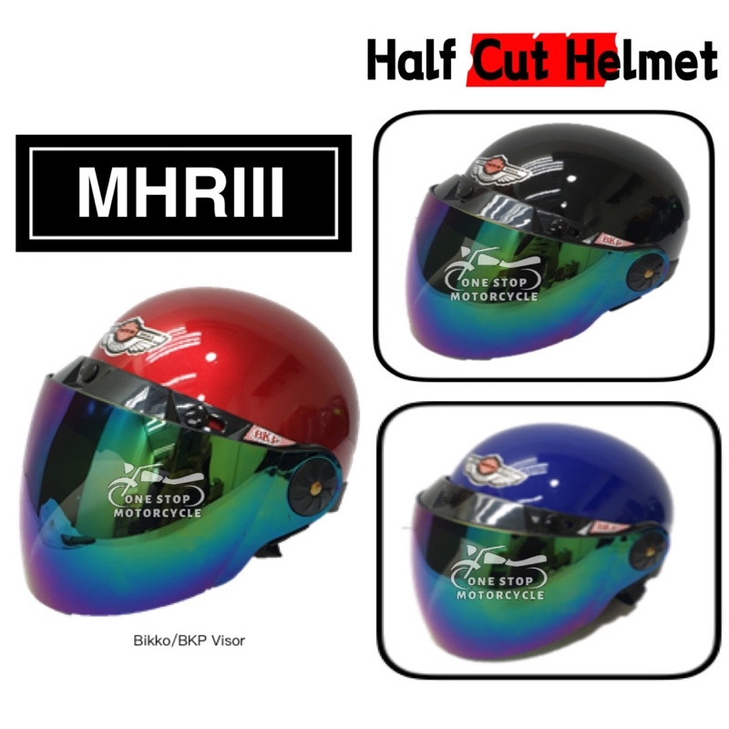 MHR HELMET MHRIII HALF CUT HELMET WITH BIKKO BKP VISOR | Shopee Malaysia