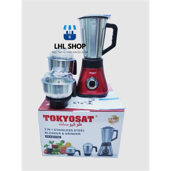 TOKYOSAT TS-S3031BL Stainless steel 3 in 1 Mixer Grinder Blender 600W ...