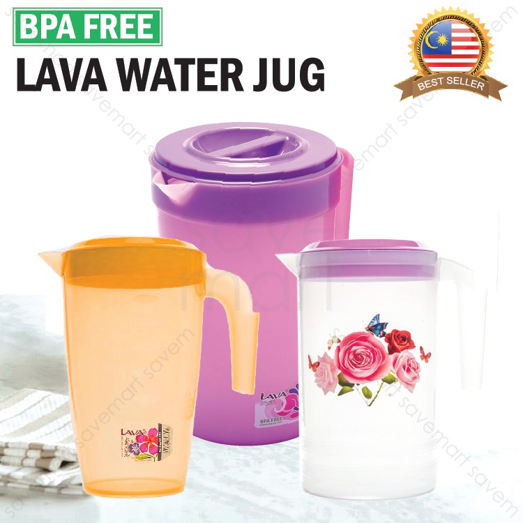 LAVA Plastic Water Jug Kitchen Serving Drink Container BPA FREE Safe ...