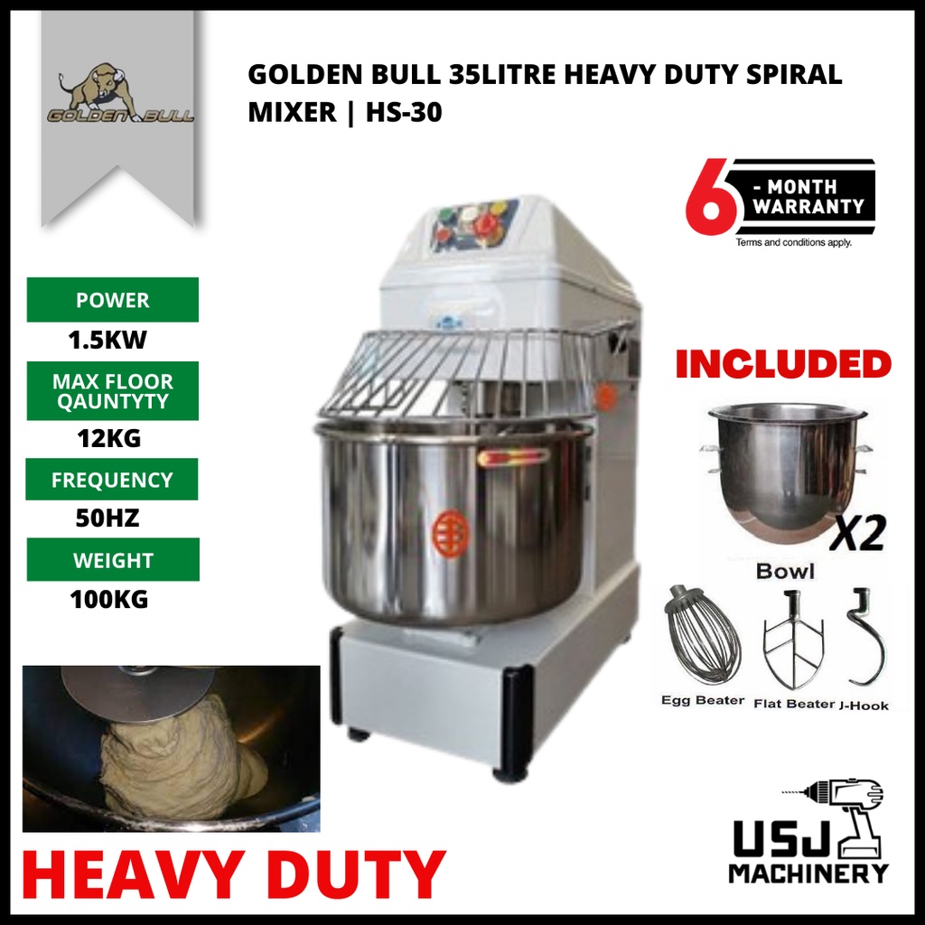 Golden Bull 35Litre Heavy Duty Spiral Mixer HS-30 | 6 Months Warranty ...