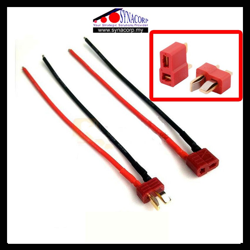 T-Plug Battery Connector c/w 10CM Wire for Lipo Battery Male / Female ...