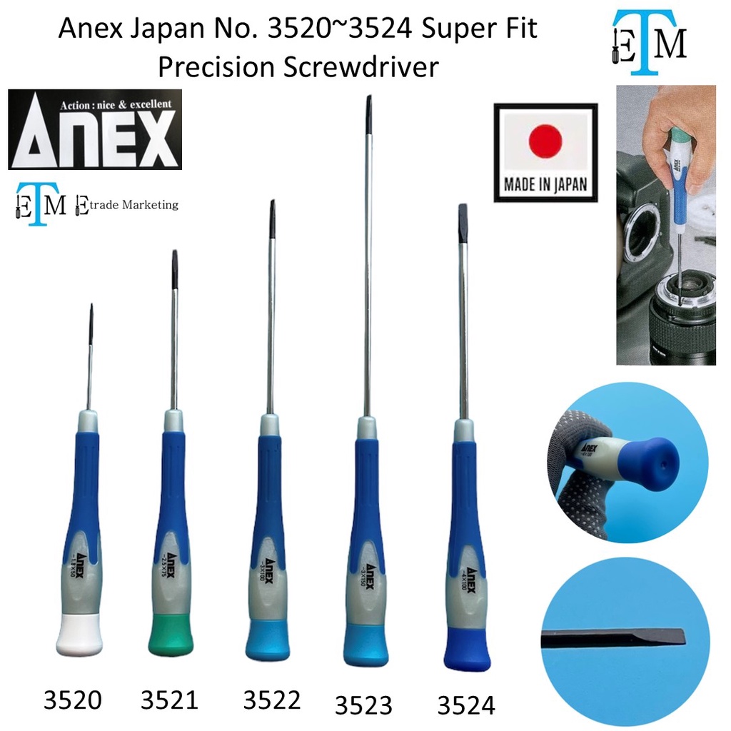 Anex Japan No. 3520~3524 Super Fit Precision Screwdriver | Shopee Malaysia
