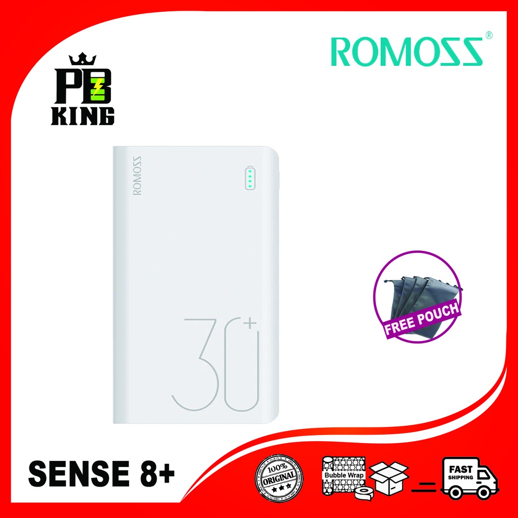 ROMOSS Sense 8 Plus PD QC 3.0 3 inputs 30000mAh Fast Charge Power Bank ...