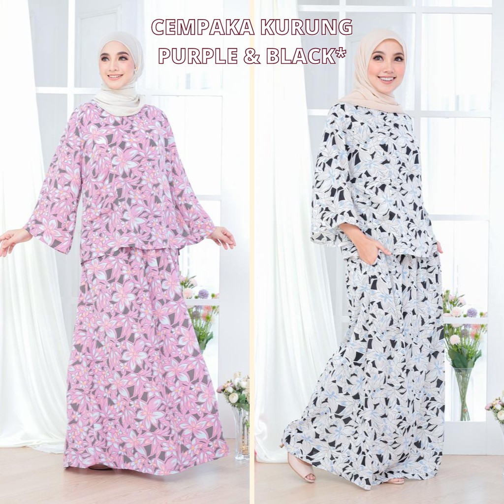 RAYA 2023 MURAH SALE!! CEMPAKA FLORAL BAJU KURUNG CHIFFON LINING ...
