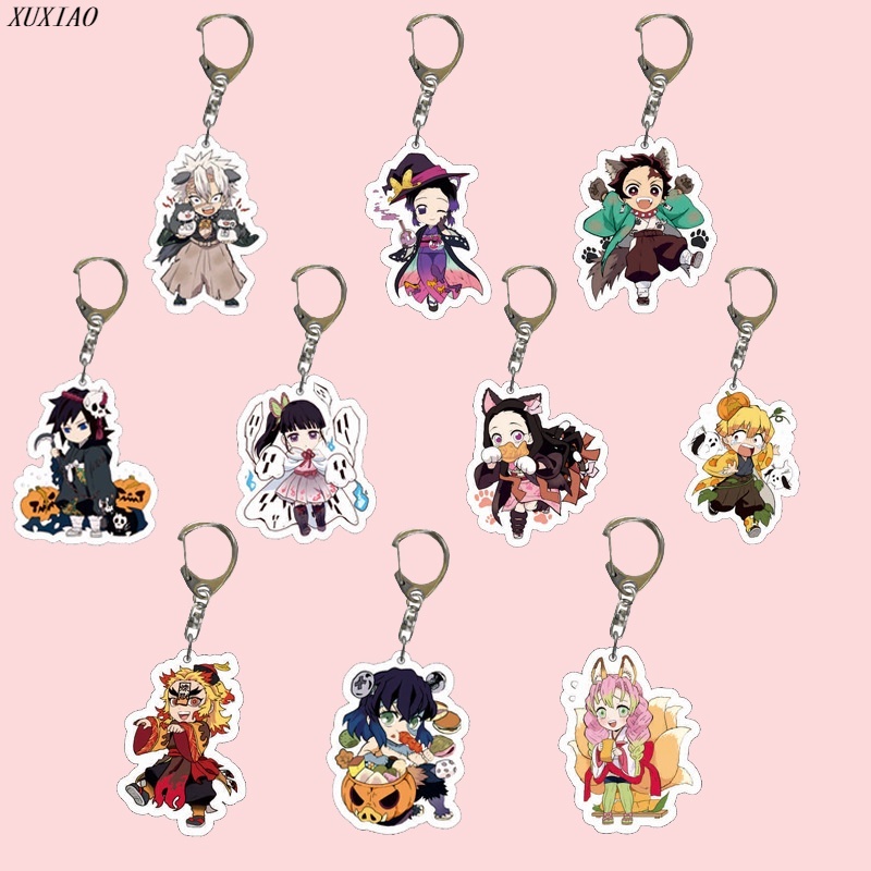 22 Styles of Anime Peripheral Keychain "Demon Slayer" Key Ring Pendant ...