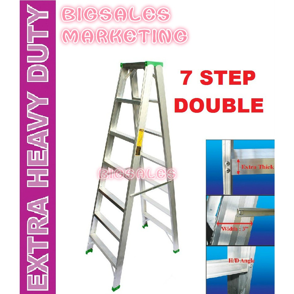 7 Steps BIGSALES Aluminium Double Sided Ladder / Tangga 7 Steps ...
