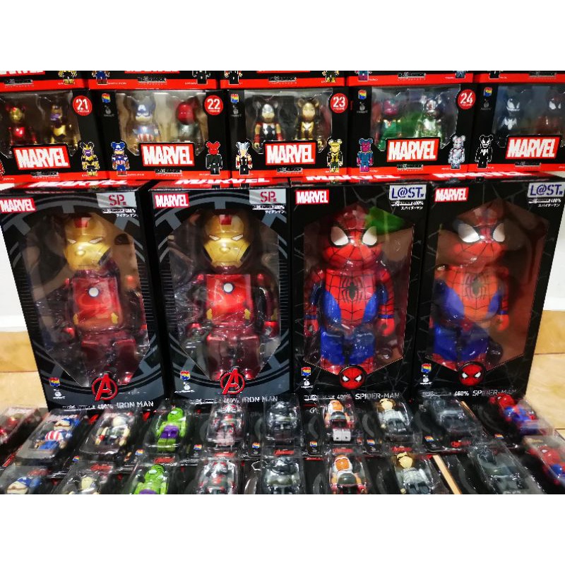 Japan BearBrick Marvel 400%Ironman+Spider-Man 400% ALL 100% Brand New ...