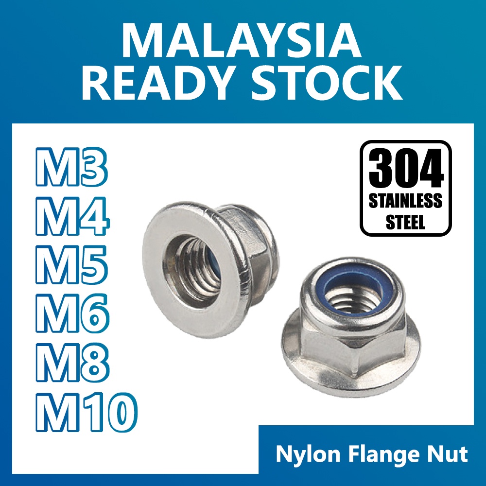 M3 M4 M5 M6 M8 M10 Nylon Flange Nut 304 Stainless Steel Skru ...