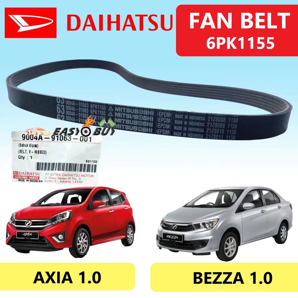 GENUINE DAIHATSU Fan Belt 6PK1155 9004A-91063 - Perodua Axia 1.0 ...