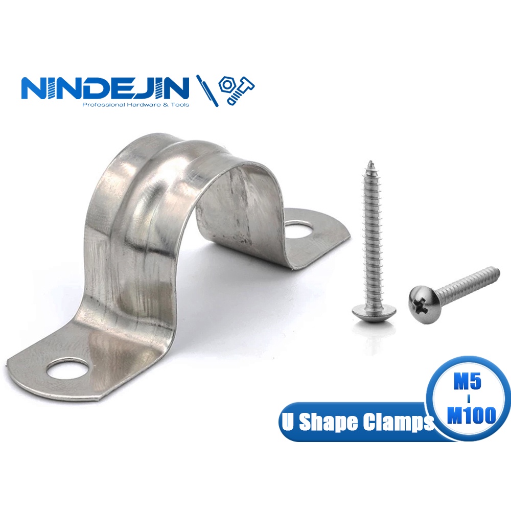 NINDEJIN U Shape Pipe Clamps 304 Stainless Steel Tube Clip (2/10 Pcs/5 ...