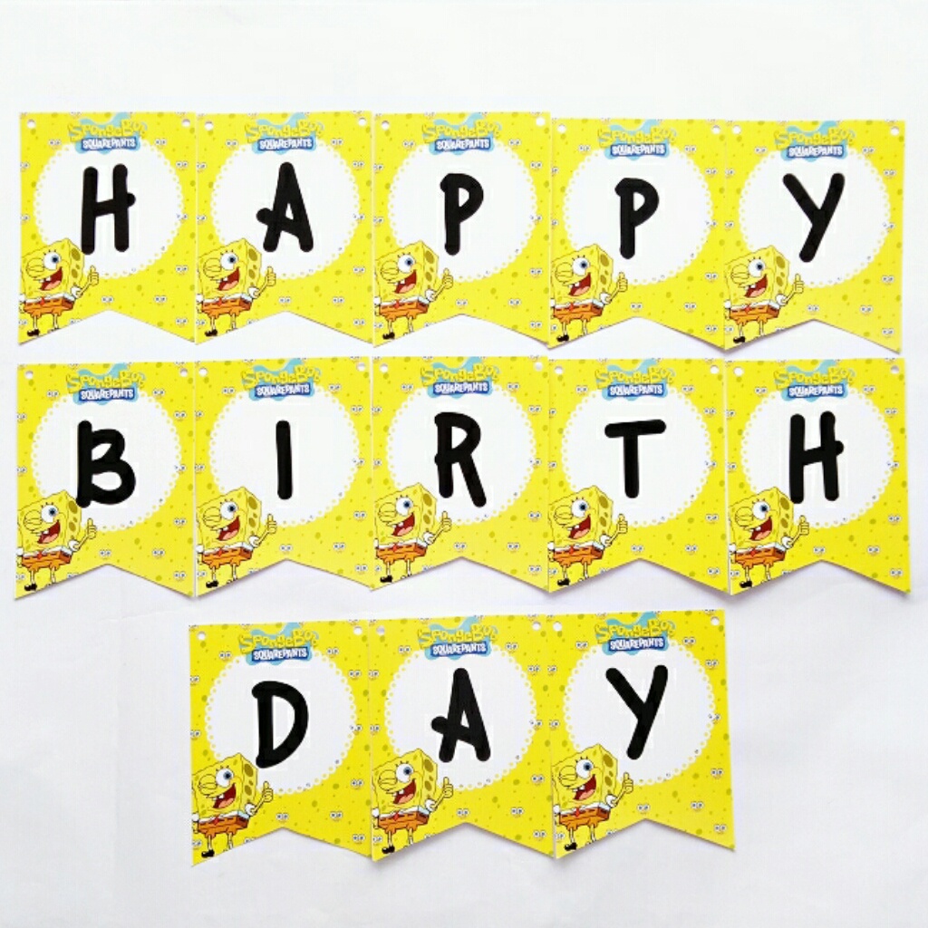 Banner flag bunting flag garland birthday flag happy birthday spongebob ...