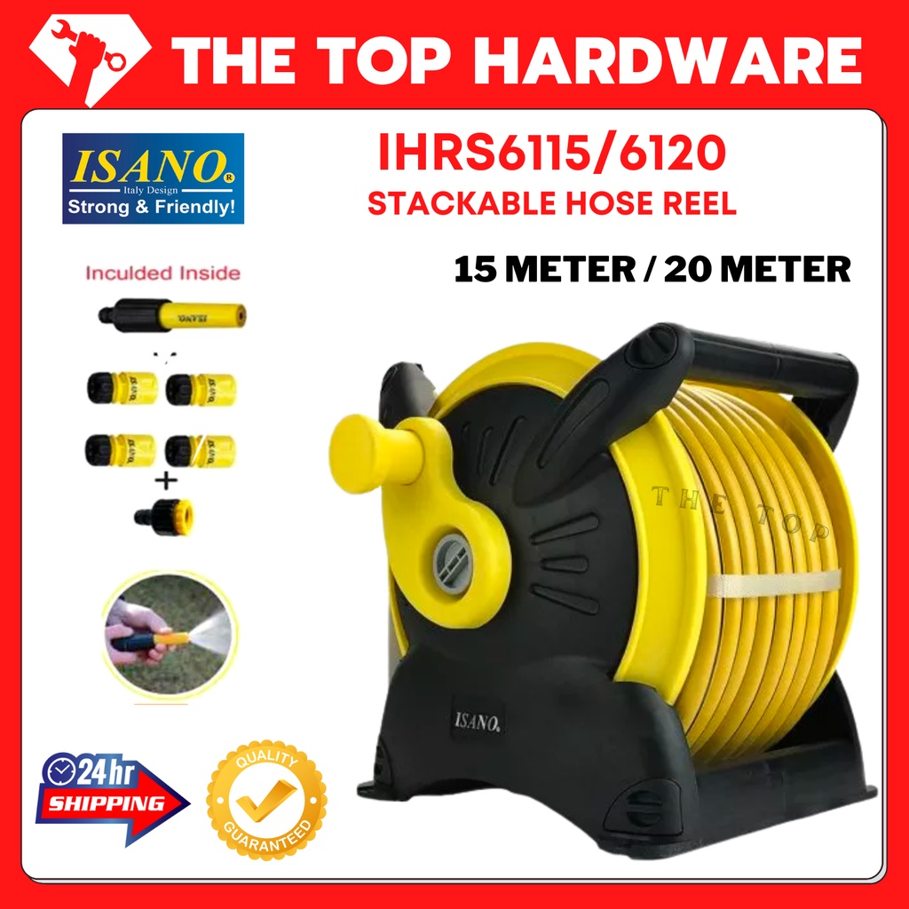 *READY STOCK* ISANO WATER HOSE REEL ROLLER 15M & 20M OUTDOOR GARDEN ...