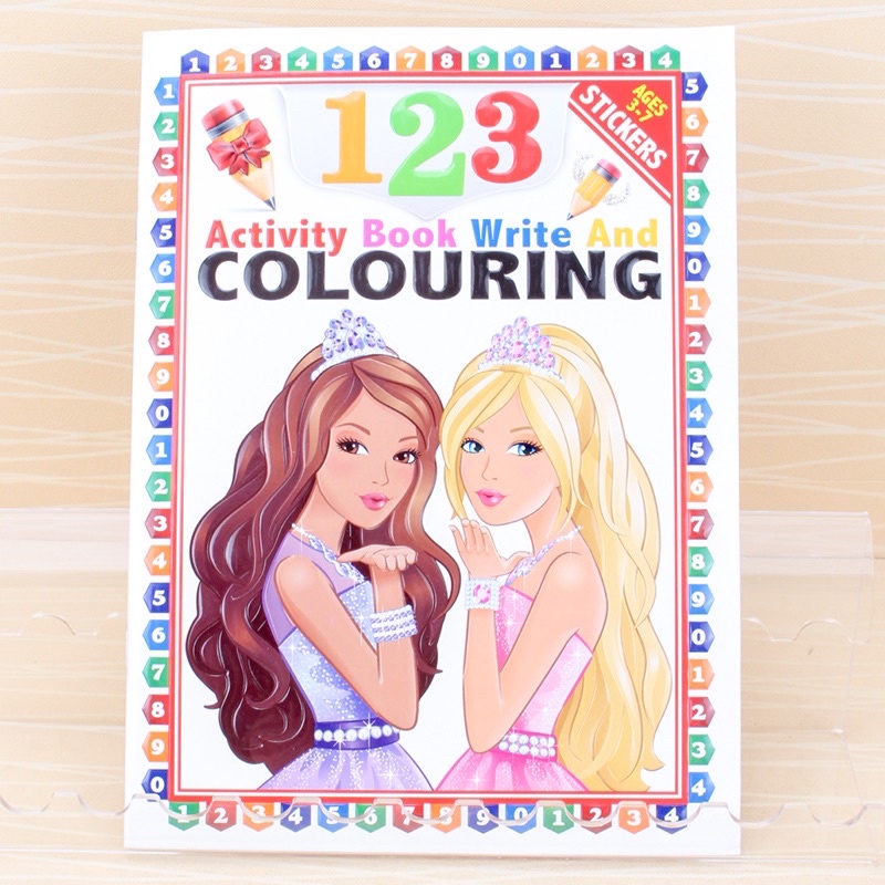 Children’s Cartoon 123 Activity Book Sticker Book Colouring Book Kids ...