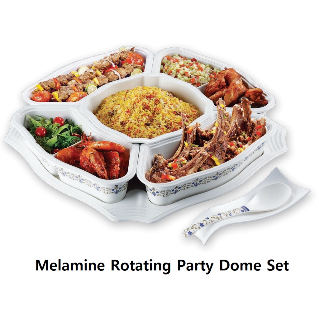 Melamine Edge Revolving Party Set Rotating Dome Food Serving Buffet ...