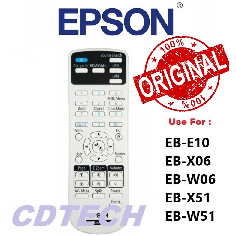 Original Epson Projector Remote Control EB-E10 EB-E01 EB-X06 EB-W06 EB-X51 EB-W51 EB-FH52 EB ...